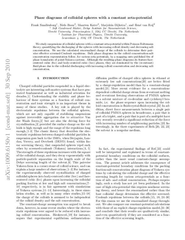 (PDF) Phase diagrams of colloidal spheres with a constant zeta ...