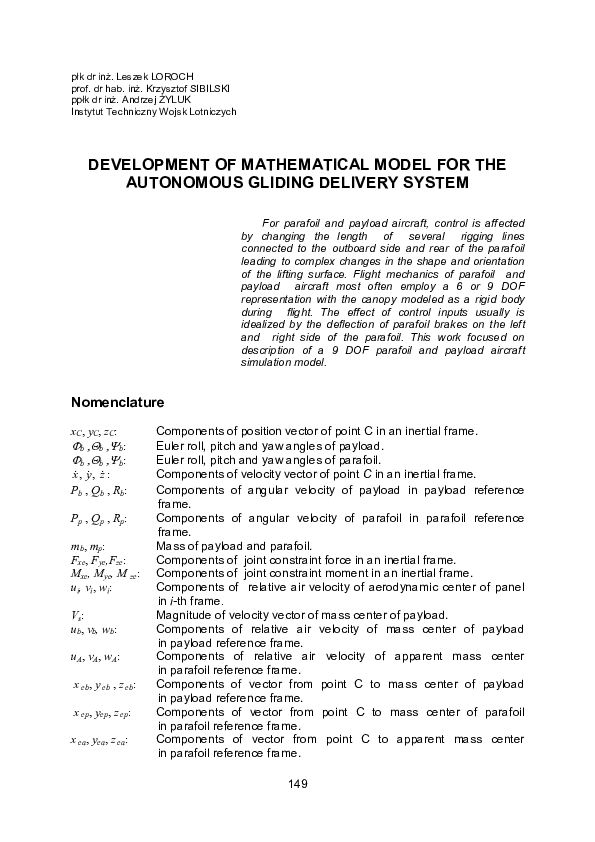 (PDF) Development of mathematical model for the autonomous gliding ...