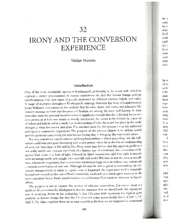 (PDF) Irony and the conversion experience