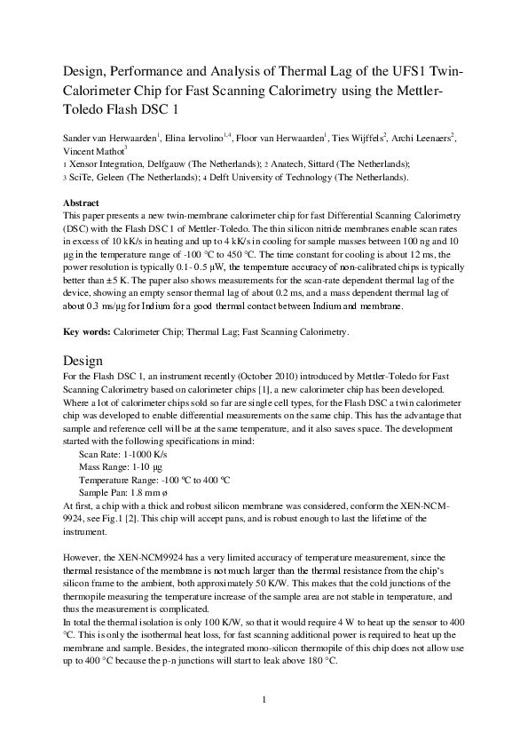 (PDF) Design, performance and analysis of thermal lag of the UFS1 twin ...