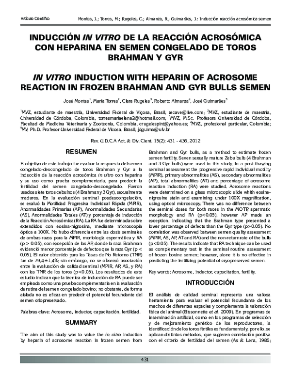 (PDF) Inducción in Vitro De La Reacción Acrosómica Con Heparina en ...