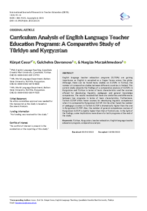 (PDF) Curriculum Analysis of English Language Teacher Education Programs: A Comparative Study of ...