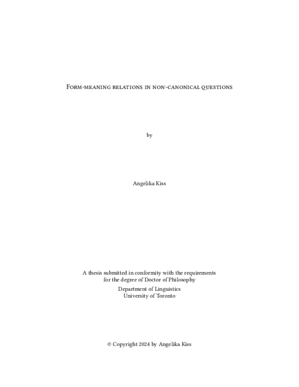 (PDF) Form-meaning relations in non-canonical questions