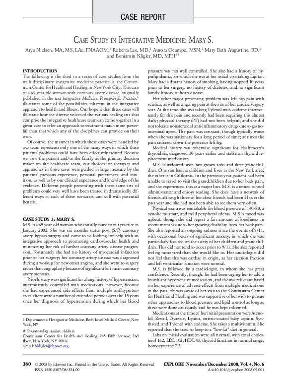(PDF) Case Study in Integrative Medicine