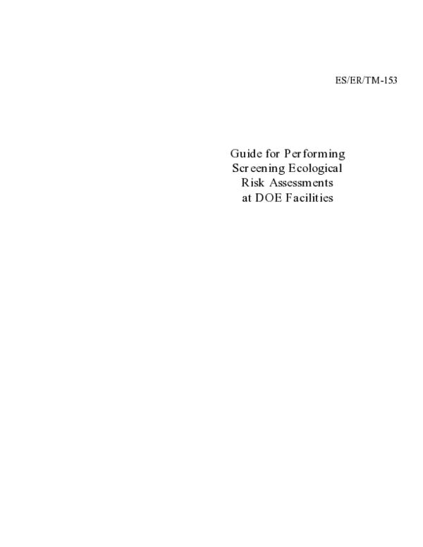 (PDF) Guide for Performing Screening Ecological Risk Assessments at DOE ...