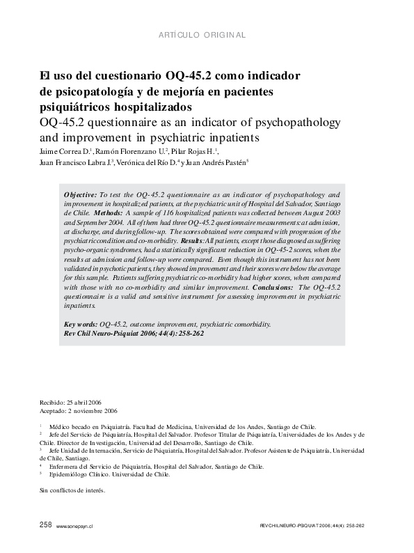 (PDF) El uso del cuestionario OQ-45.2 como indicador de psicopatología ...