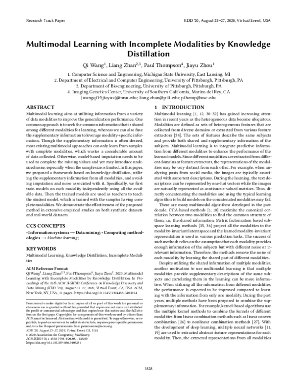 (PDF) Multimodal Learning with Incomplete Modalities by Knowledge ...