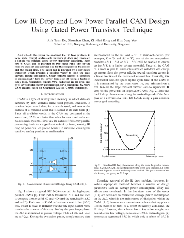 (PDF) Low IR drop and low power parallel CAM design using gated power ...