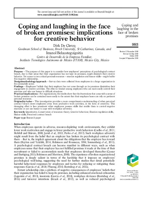 (PDF) Coping and laughing in the face of broken promises: implications ...