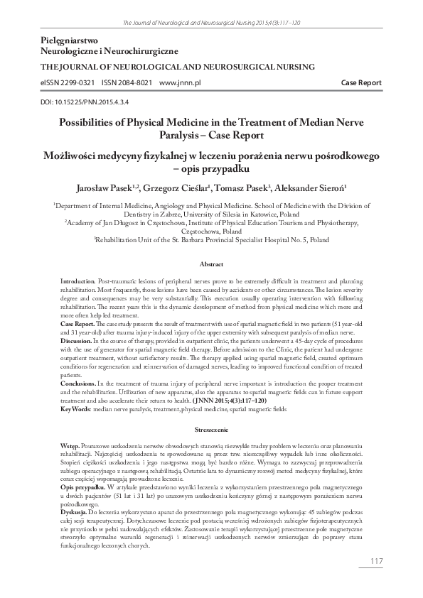 (PDF) Possibilities of Physical Medicine in the Treatment of Median ...