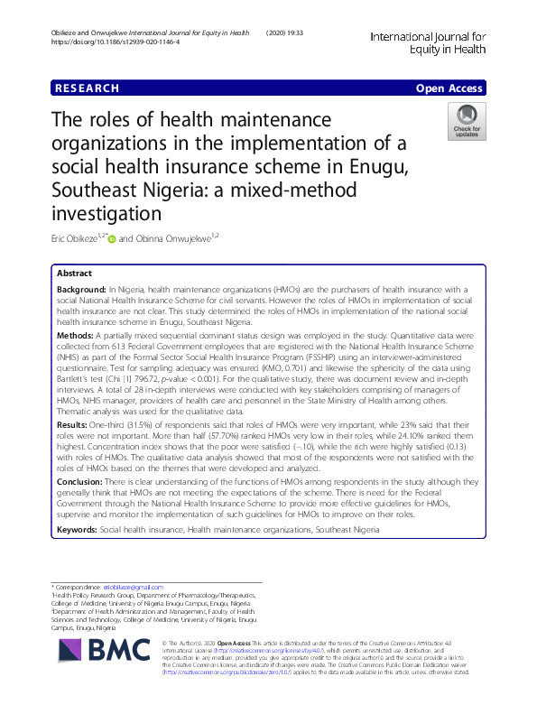 (PDF) The roles of health maintenance organizations in the implementation of a social health ...