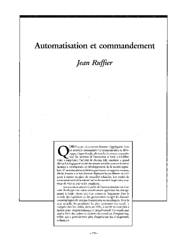 (PDF) Automatisation et commandement