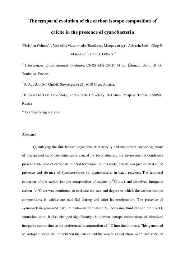 (PDF) The temporal evolution of the carbon isotope composition of ...