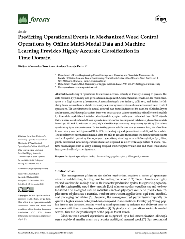 (PDF) Predicting Operational Events in Mechanized Weed Control ...
