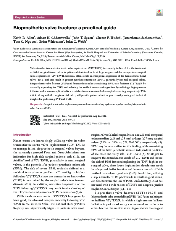 (PDF) Bioprosthetic valve fracture: a practical guide