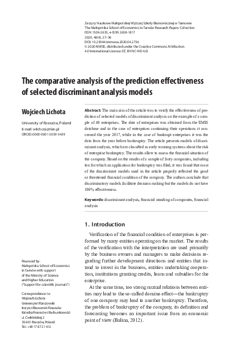 (PDF) The comparative analysis of the prediction effectiveness of ...