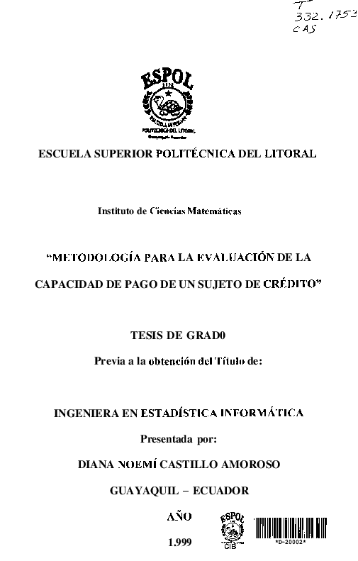 (PDF) Metodologia Para La Evaluacion De La Capacidad De Pago De Un Sujeto De Credito