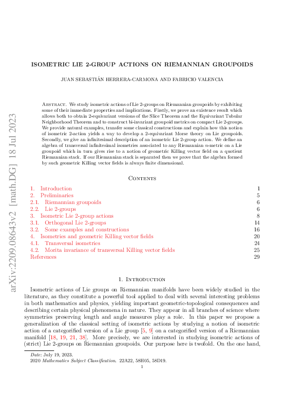 (PDF) Isometric Lie 2-group actions on Riemannian groupoids | Sebastian ...