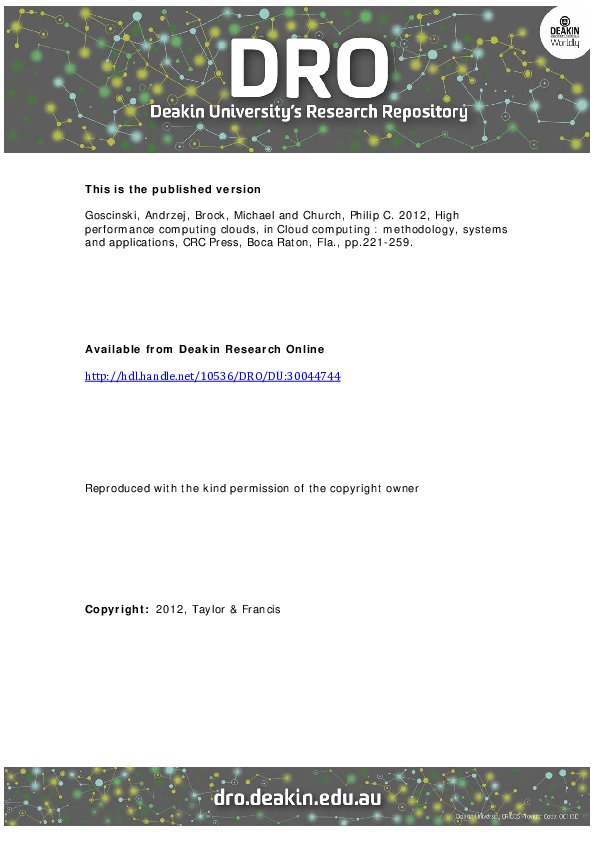 (PDF) High Performance Computing Clouds