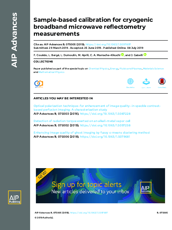 (PDF) Sample-based calibration for cryogenic broadband microwave reflectometry measurements