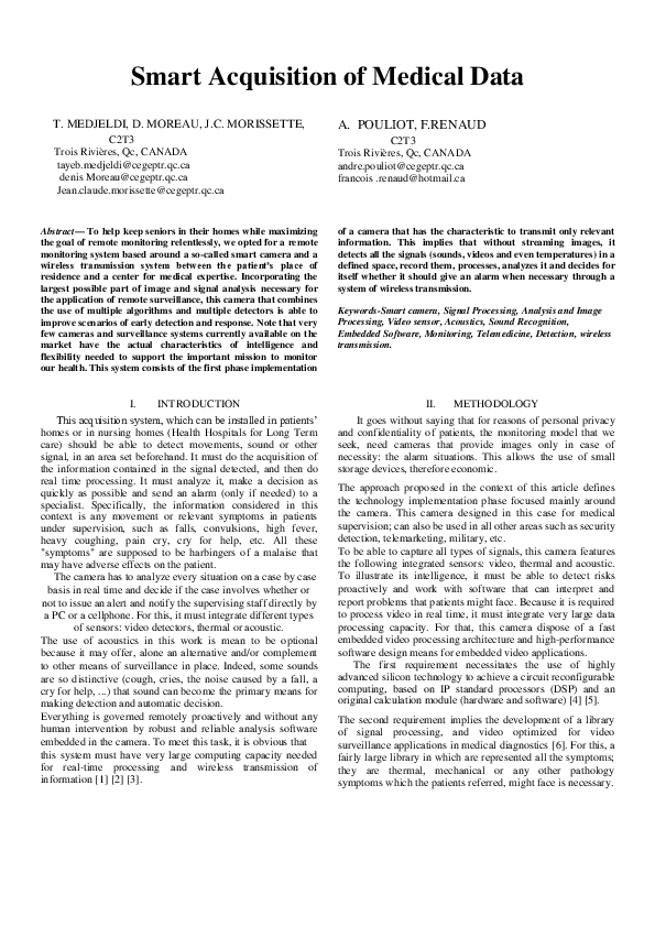 (PDF) Smart acquisition of medical data