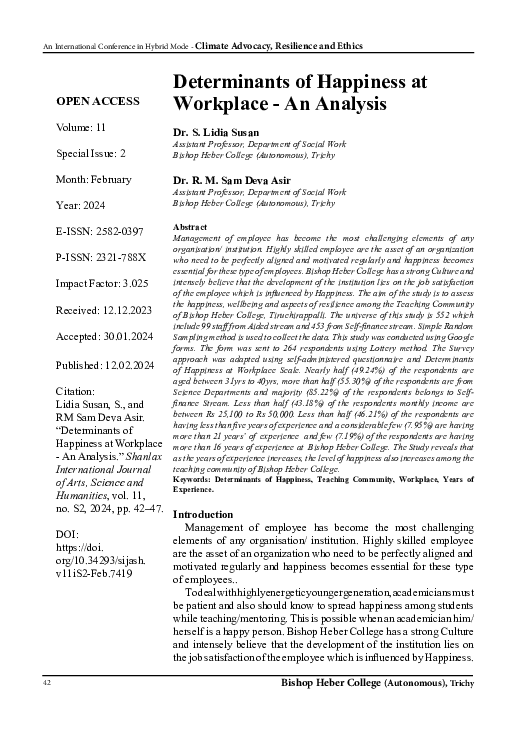 (PDF) Determinants of Happiness at Workplace - An Analysis