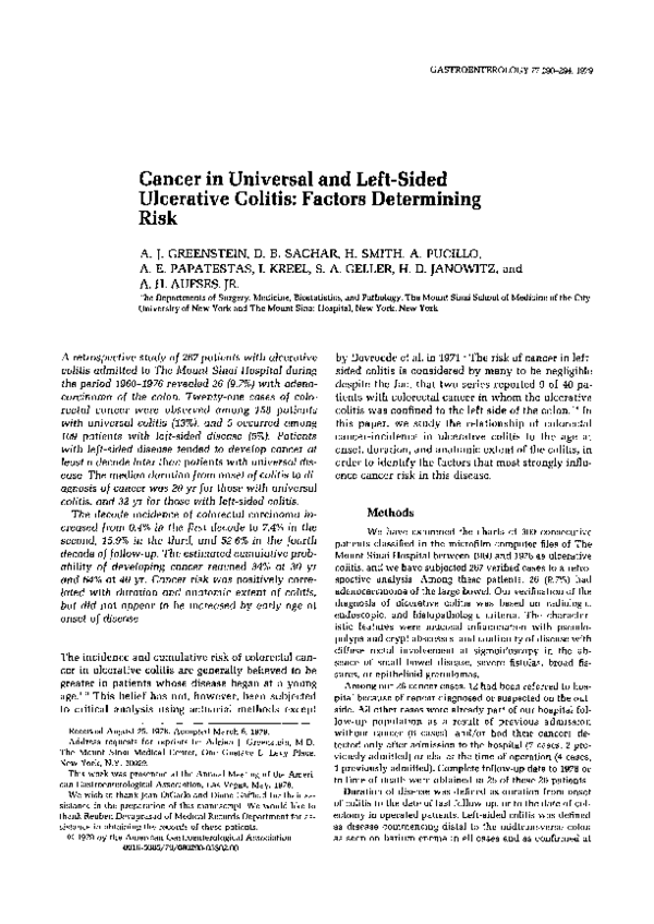 (PDF) Cancer in universal and left-sided ulcerative colitis: Factors ...