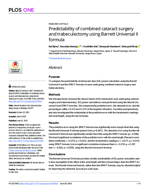 (PDF) Predictability of combined cataract surgery and trabeculectomy ...