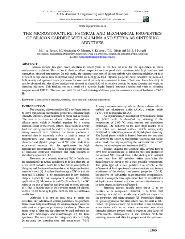 (PDF) The Microstructure , Physical and Mechanical Properties of Silicon Carbide with Alumina ...