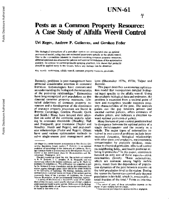 (PDF) Pests as a Common Property Resource: A Case Study of Alfalfa ...