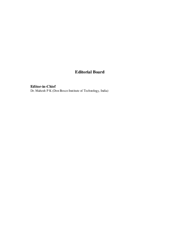 (PDF) Editorial Board Editor-in-Chief