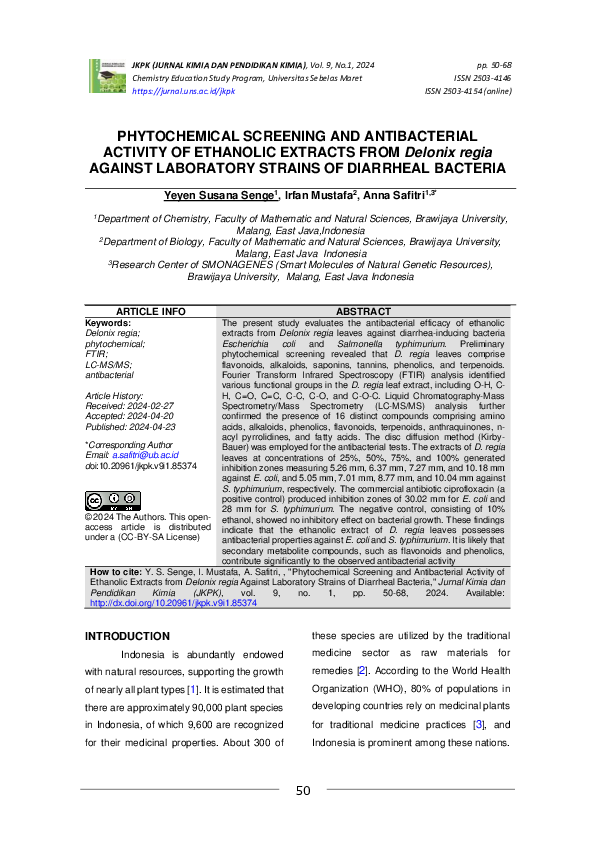 (PDF) Phytochemical Screening and Antibacterial Activity of Ethanolic Extracts from Delonix ...