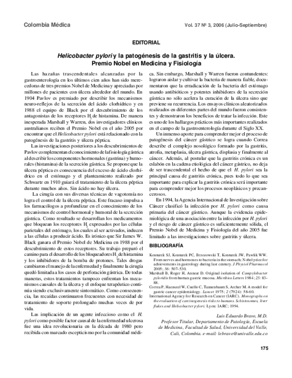 (PDF) Helicobacter pylori y la patogénesis de la gastritis y la úlcera ...