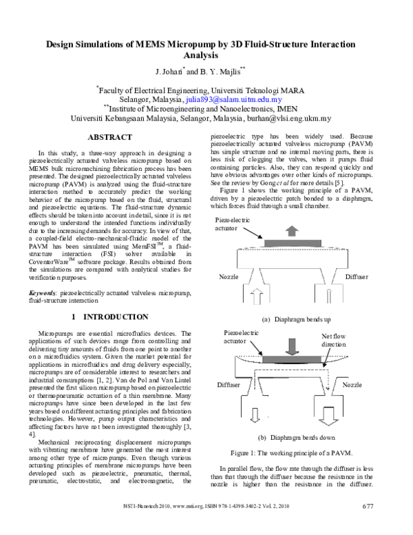 Pdf Design Simulations Of Mems Micropump By 3d Fluid Structure Interaction Analysis