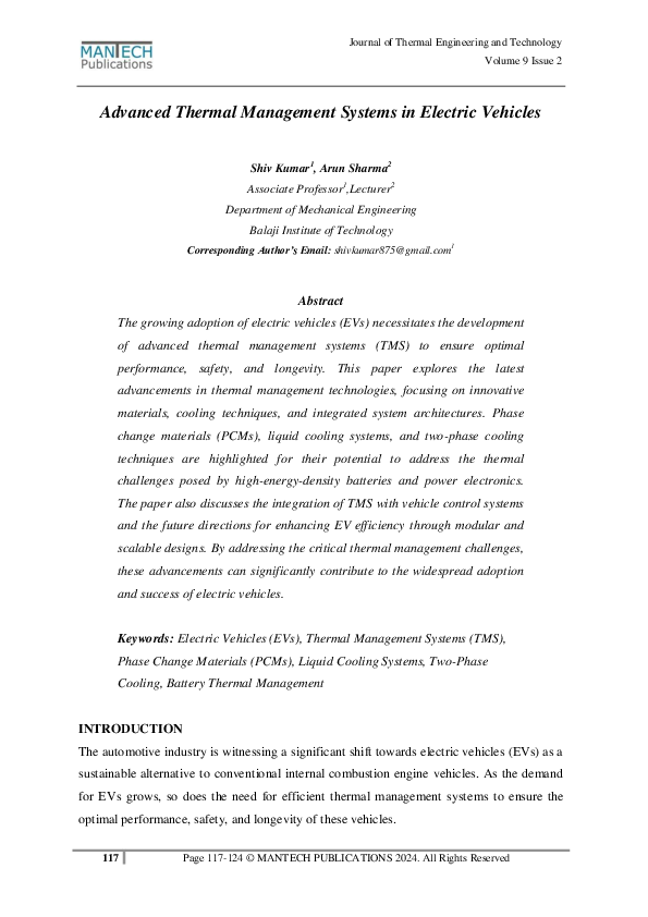 (PDF) Advanced Thermal Management Systems in Electric Vehicles
