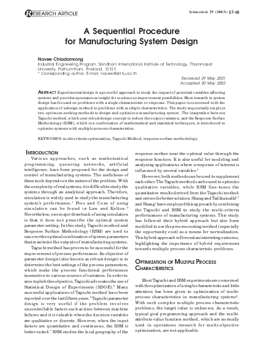 (PDF) A Sequential Procedure for Manufacturing System Design | Dr.Navee Chiadamrong - Academia.edu
