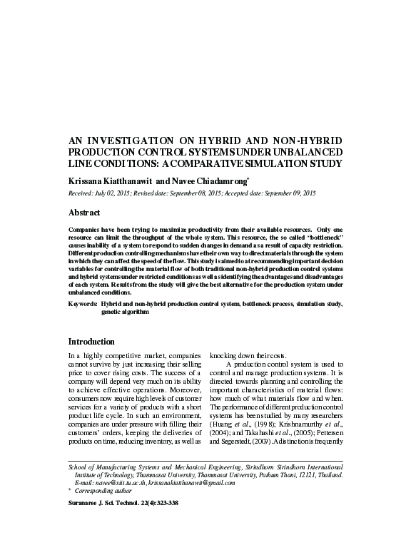 (PDF) An Investigation on Hybrid and Non-Hybrid Production Control Systems Under Unbalanced Line ...