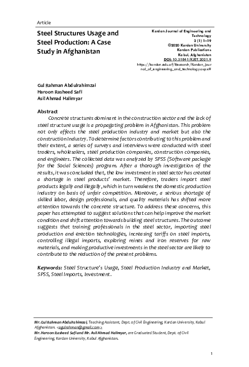 (PDF) Steel Structures Usage and Steel Production: A Case Study in ...