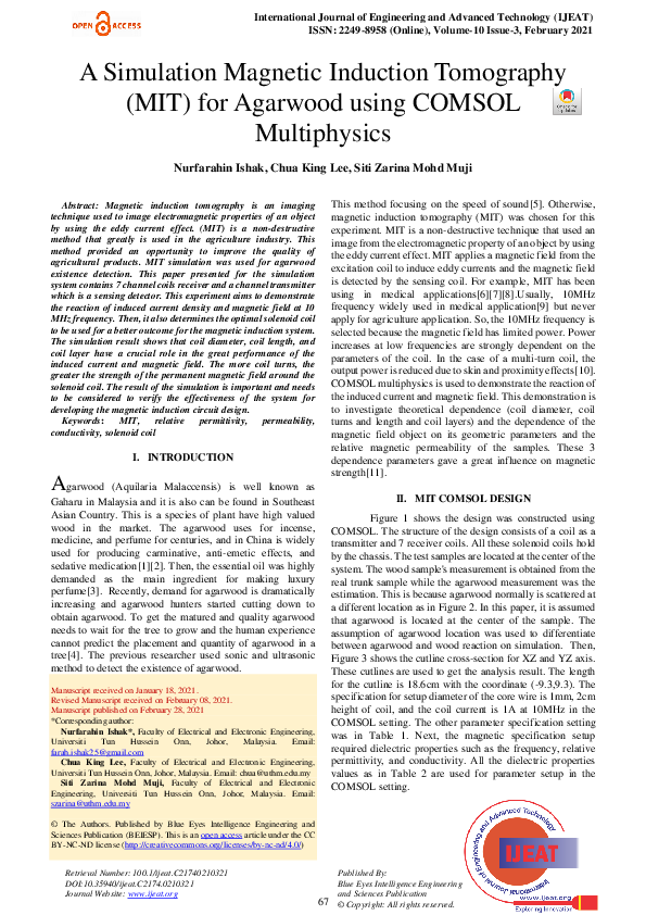 (PDF) A Simulation Magnetic Induction Tomography (MIT) for Agarwood using COMSOL Multiphysics