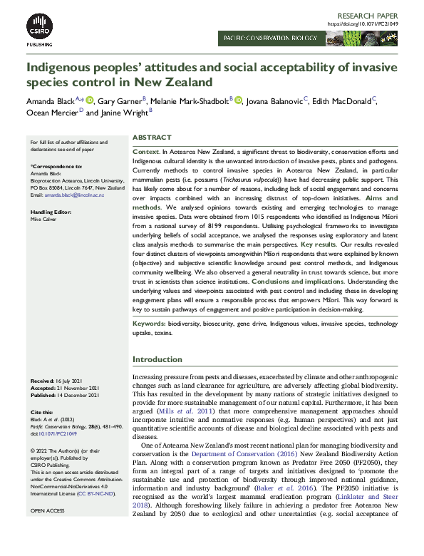 (PDF) Indigenous peoples’ attitudes and social acceptability of ...