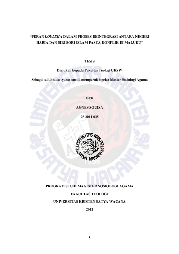 (PDF) “Peran Louleha dalam Proses Reintegrasi Antara Negeri Haria dan ...