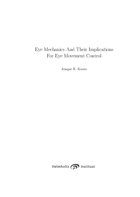 (PDF) Eye mechanics and their implications for eye movement control