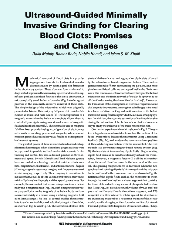 (PDF) Ultrasound-guided minimally invasive grinding for clearing blood ...
