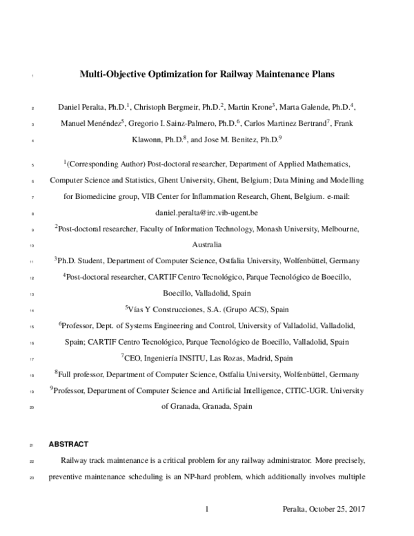 Pdf Multiobjective Optimization For Railway Maintenance Plans