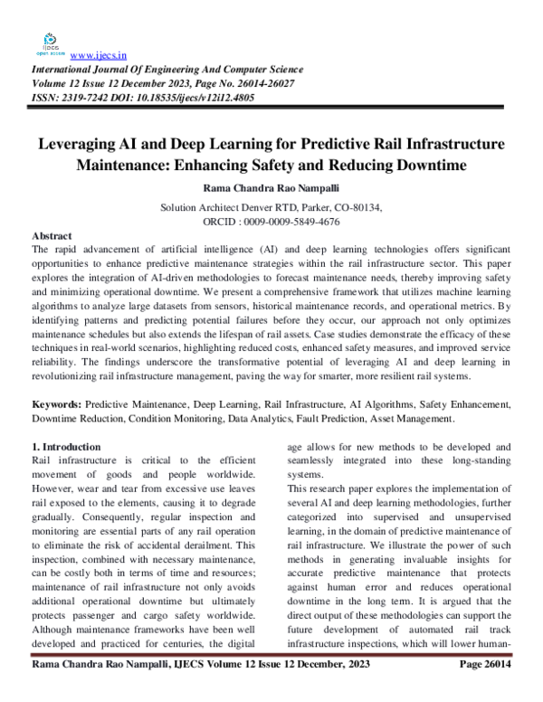 (PDF) Leveraging AI and Deep Learning for Predictive Rail ...
