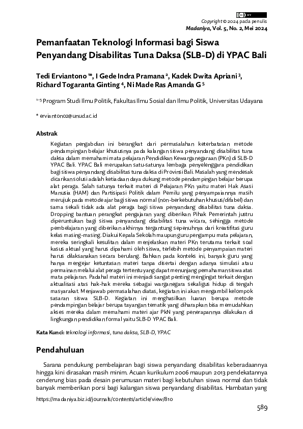(PDF) Pemanfaatan Teknologi Informasi bagi Siswa Penyandang Disabilitas ...