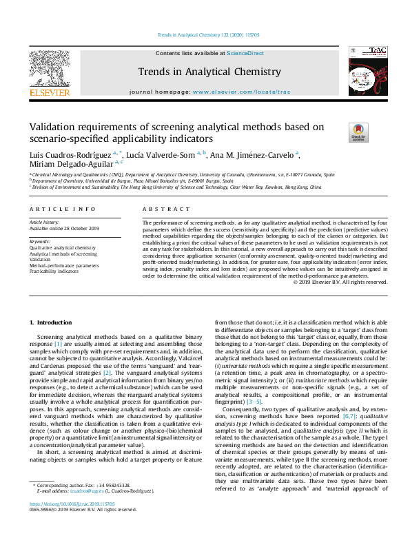 (PDF) Validation requirements of screening analytical methods based on ...