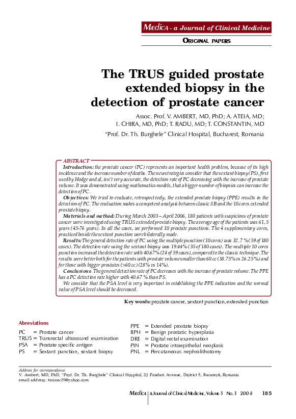 (PDF) The TRUS guided prostate extended biopsy in the detection of ...