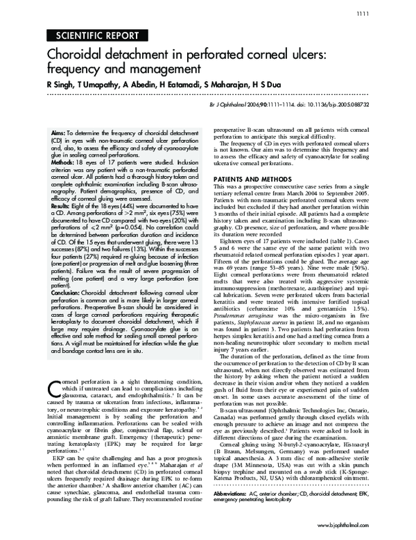 (PDF) Choroidal detachment in perforated corneal ulcers: frequency and ...