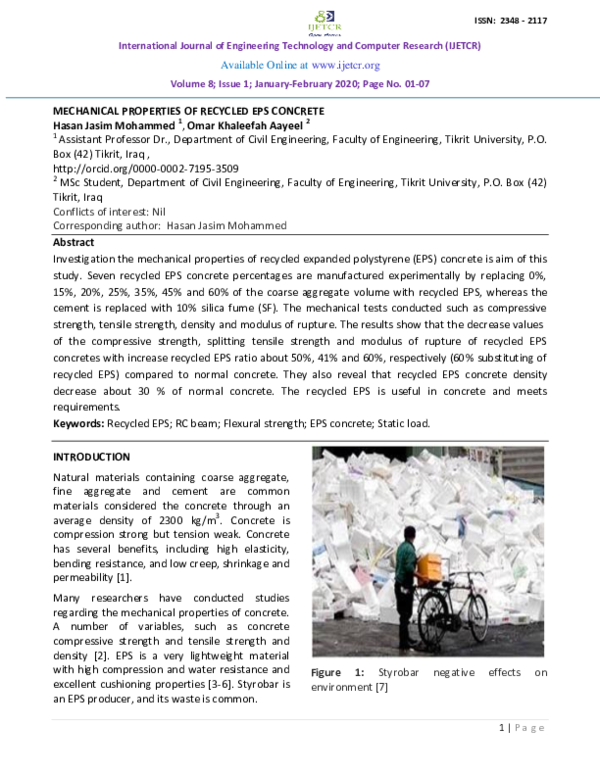 (PDF) Mechanical Properties of Recycled Eps Concrete
